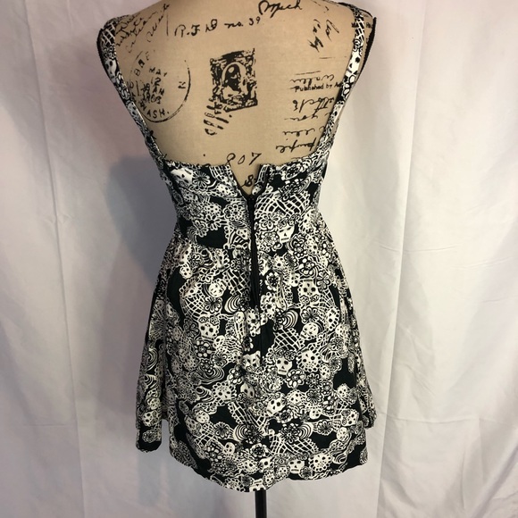 Royal Bones | Dresses | Royal Bones Sz S Pinup Floral Skull A Line ...